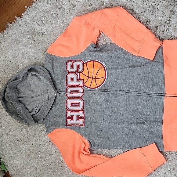 Justice | Shirts & Tops | Justice Hoops Hoodie Jacket 4 Orangegray Kjk1 ...